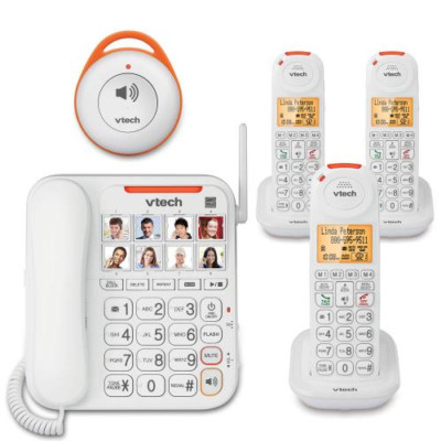 3 Handset Amplified Corded/Cordless Answering System w Wearable Home ...