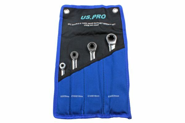 US PRO Tools 4pc Metric Double E-Torx Gear Ratchet Spanner Set E6 - E24 ...