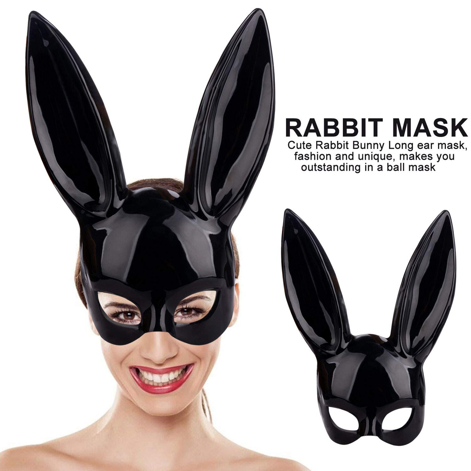 Black Bunny Ear Rabbit Mask Women Masquerade Anime Cosplay Rabbit Mask ...