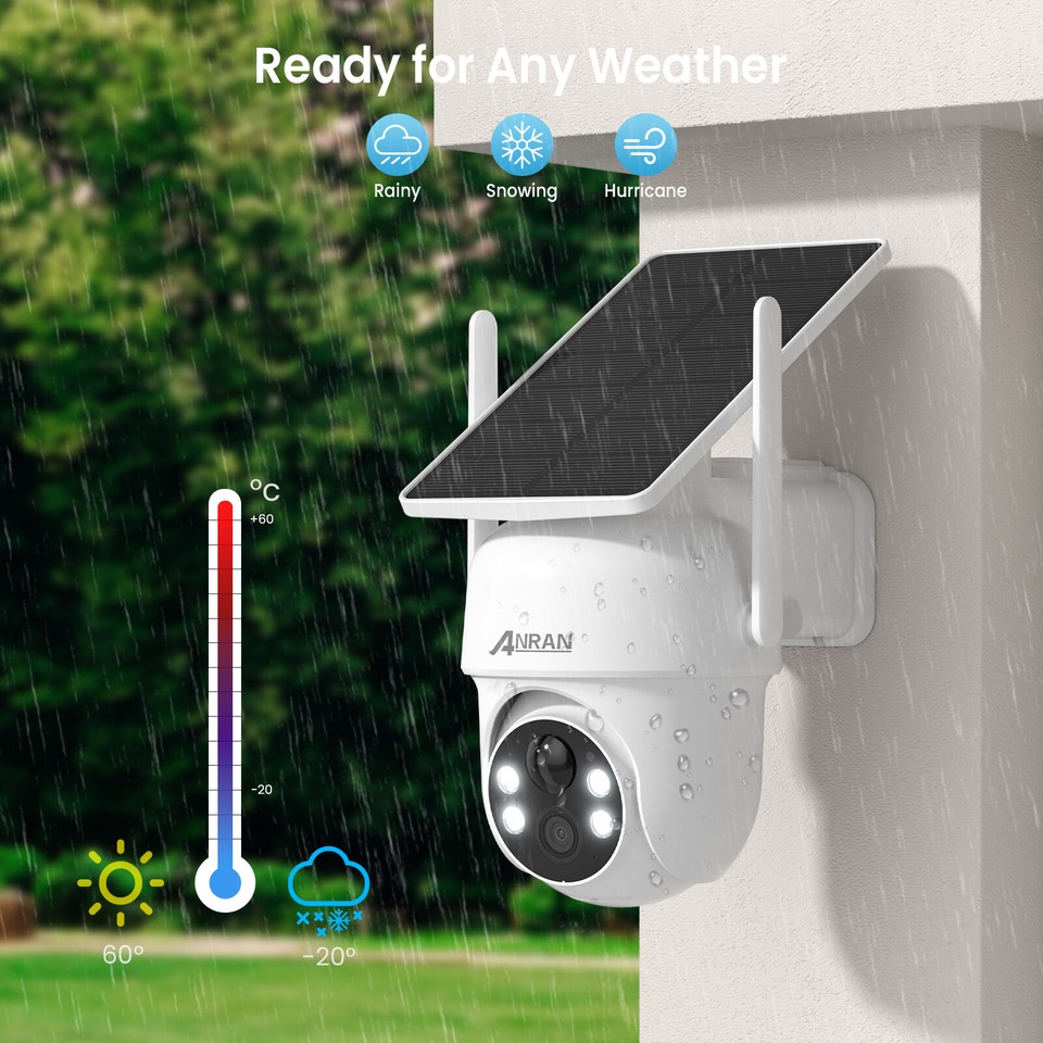 ANRAN Camera Monitor 3MP Home Security System Wireless Outdoor Solar ...