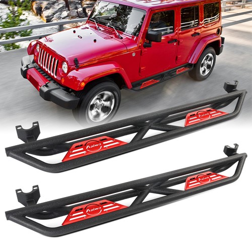 Pair Side Steps Running Boards Slider Rails for 2007-2018 Jeep Wrangler ...
