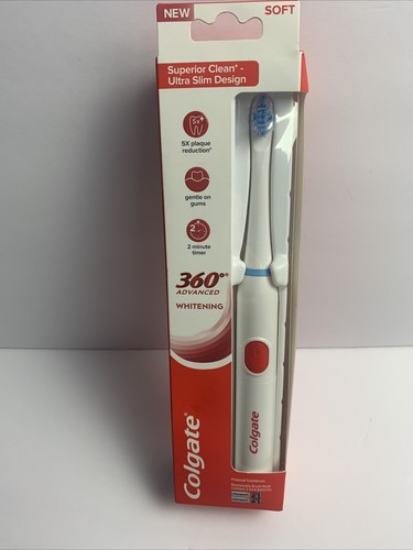 New Colgate, 360 Advanced Sonic Battery Power Toothbrush Soft Whitening ...