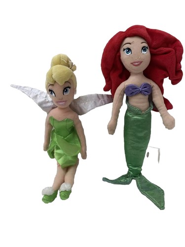 Lot Disney Princess Ariel The Little Mermaid Tinker bell 13” Doll Plush ...