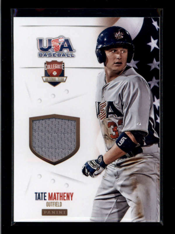 TATE MATHENY 2014 PANINI USA BOX SET USED WORN JERSEY #02/99 AK1336 ID ...