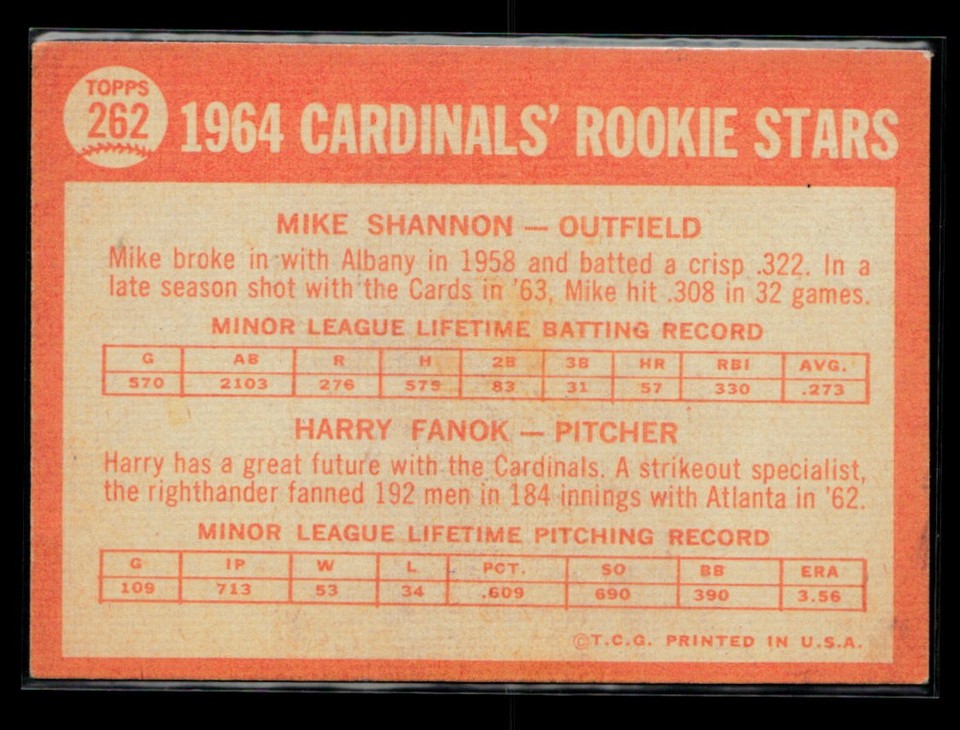 1964 Topps #262 Cardinals 1964 Rookie Stars - Set Break! EX/EX+ | eBay