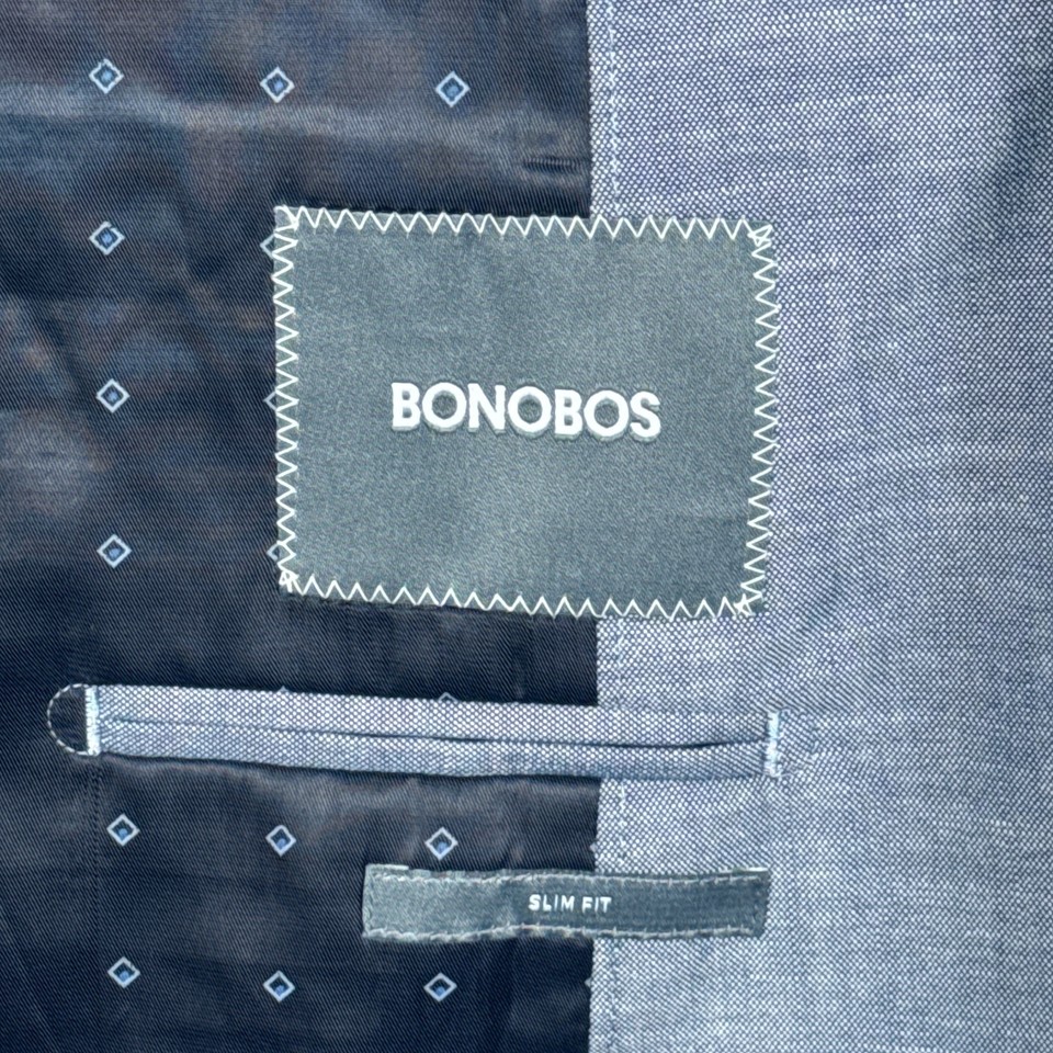 Bonobos Sport Coat Blazer Mens 42R Slim Blue Chambray Cotton Jacket | eBay
