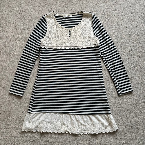 Snidel Striped Lace Shirt Dress Coquette Japanese Style | eBay