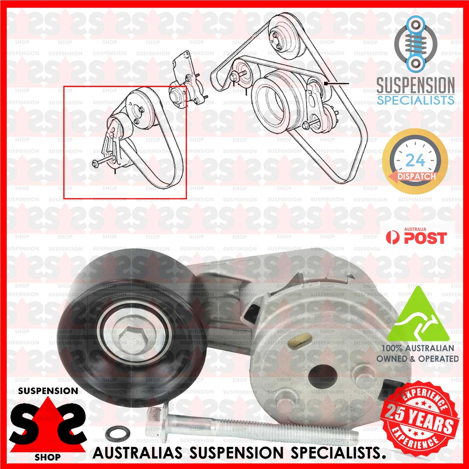 Belt Tensioner, V-Ribbed Belt Suit LAND ROVER Range Rover Sport I (L320 ...