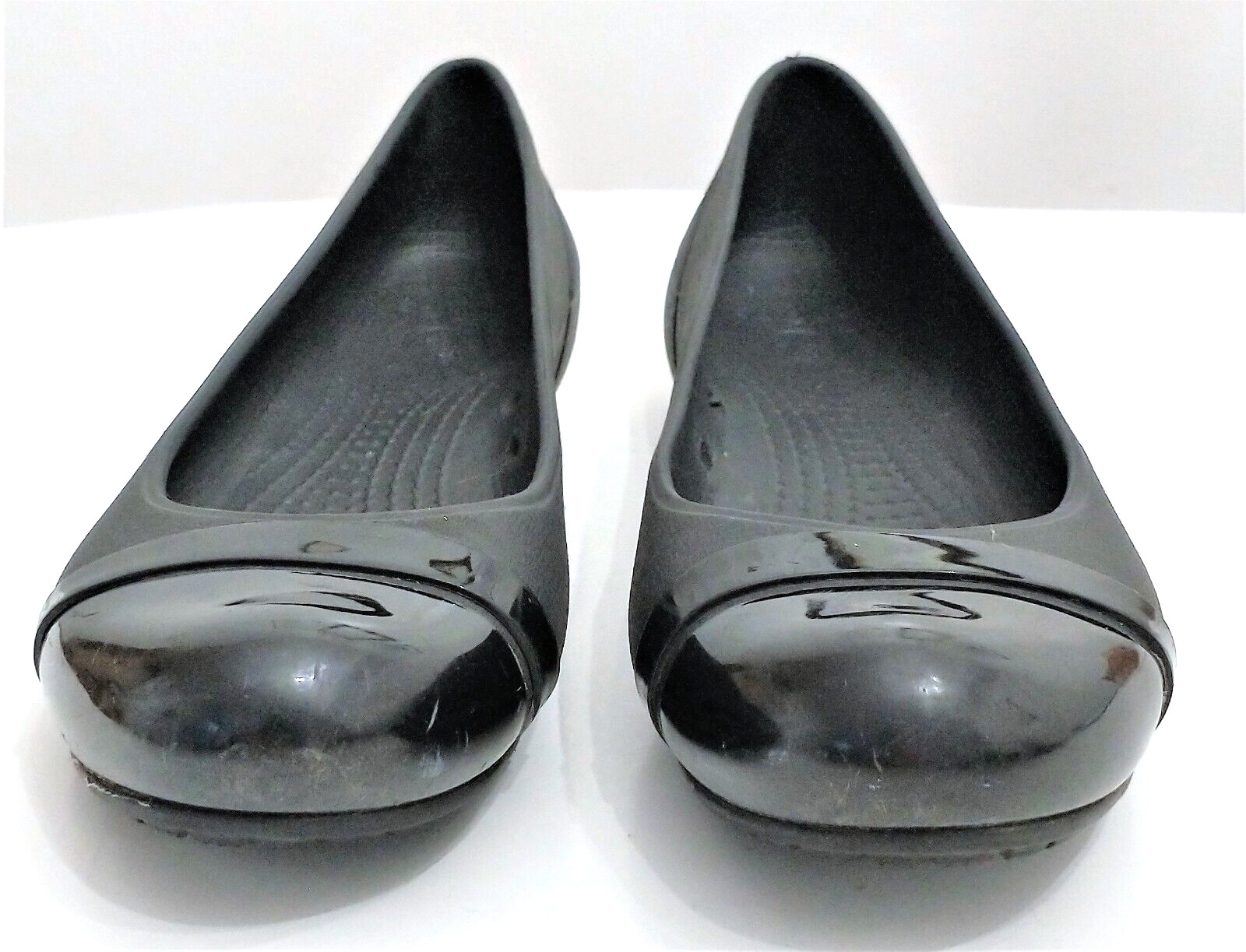 Crocs 12300 Black Patent Shiny Cap Toe Flats/Ballet S… - Gem