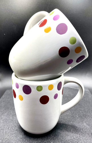2 - Pampered Chef Polka Dots Coffee Cups/Mugs, 10 oz, Simple Additions ...