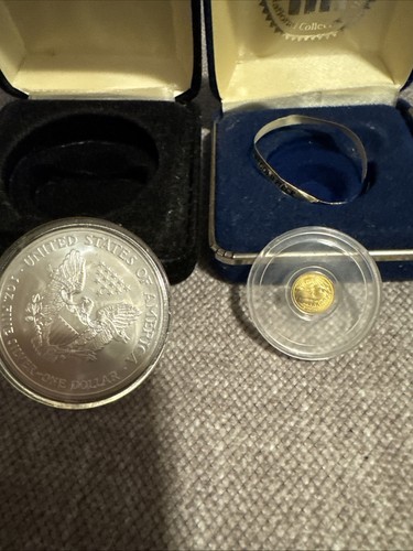 1 Oz Silver Dollar And 24k Mini Gold Coin | eBay