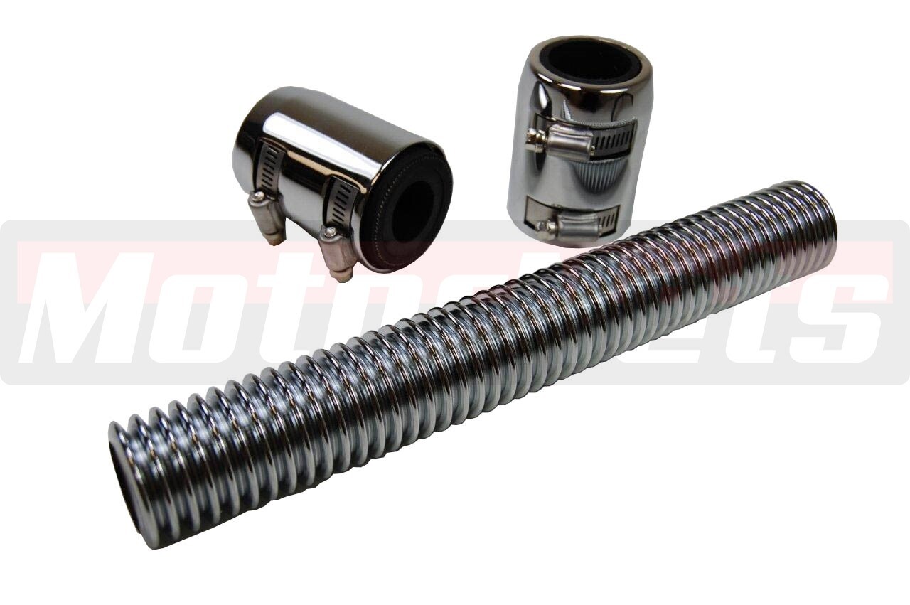 12" Stainless Flexible Radiator Hose Kit Chrome Aluminum Cap Chevy Ford ...