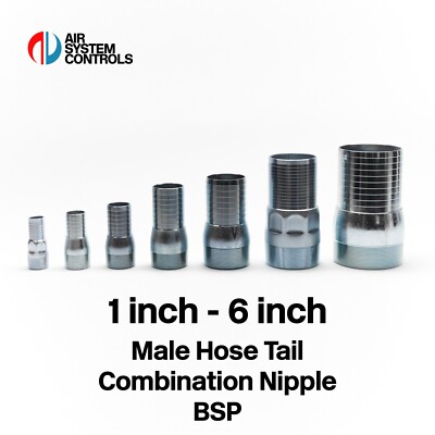 1 inch to 6 inch - Male Swaged Hose Tail Steel Combination Nipple BSP ...