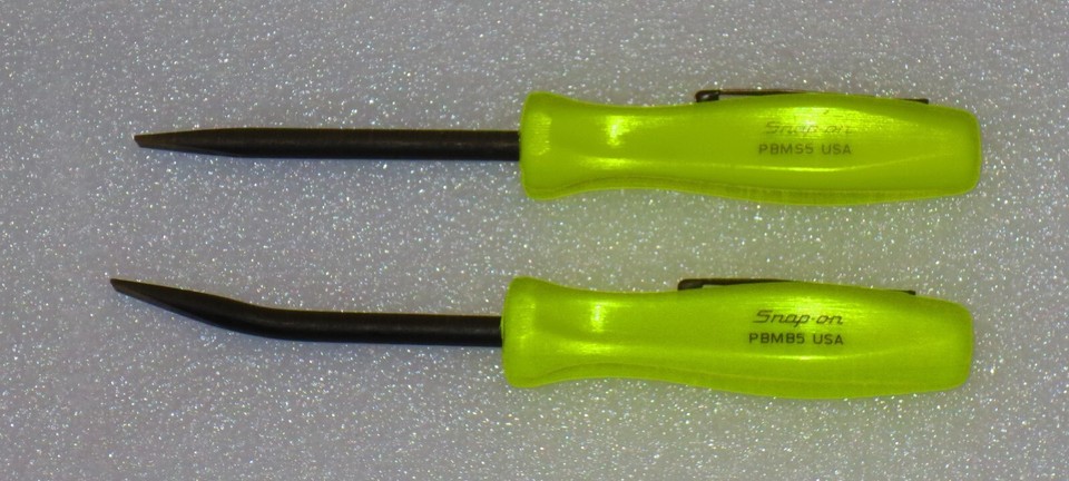 NEW Snap-On POCKET PRY BAR SET ~ STRAIGHT & BENT BLADE PBMB5 *HI-VIZ ...