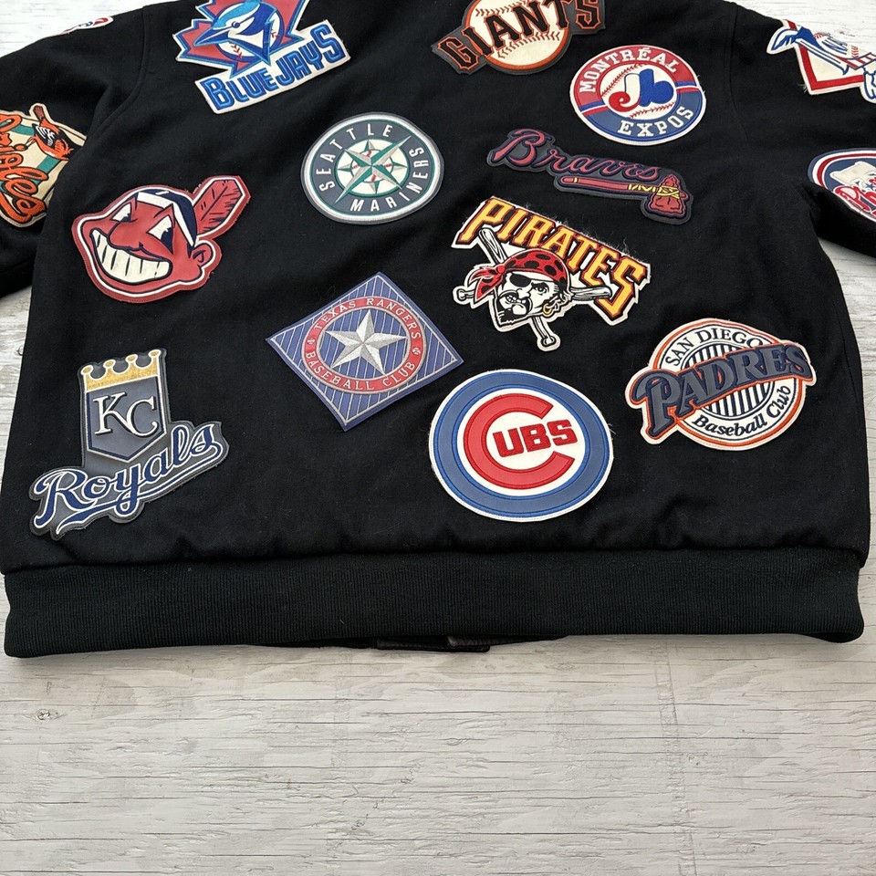 Vintage 90s JH Design MLB Patch Wool Blend Reversible Baseball Jacket ...