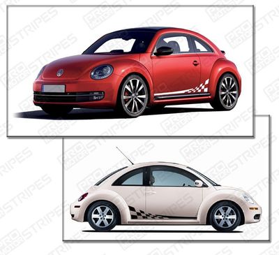 VW Volkswagen Beetle Rally Checkered Side Sport Stripes (Choose Color ...