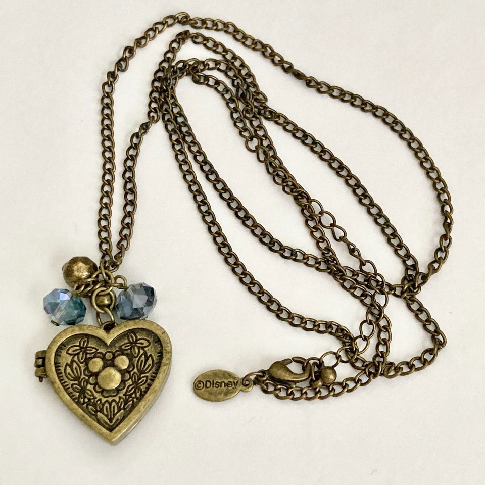 Vintage Disney Hidden Mickey Mouse Heart Locket Necklace Disneyana 30 ...