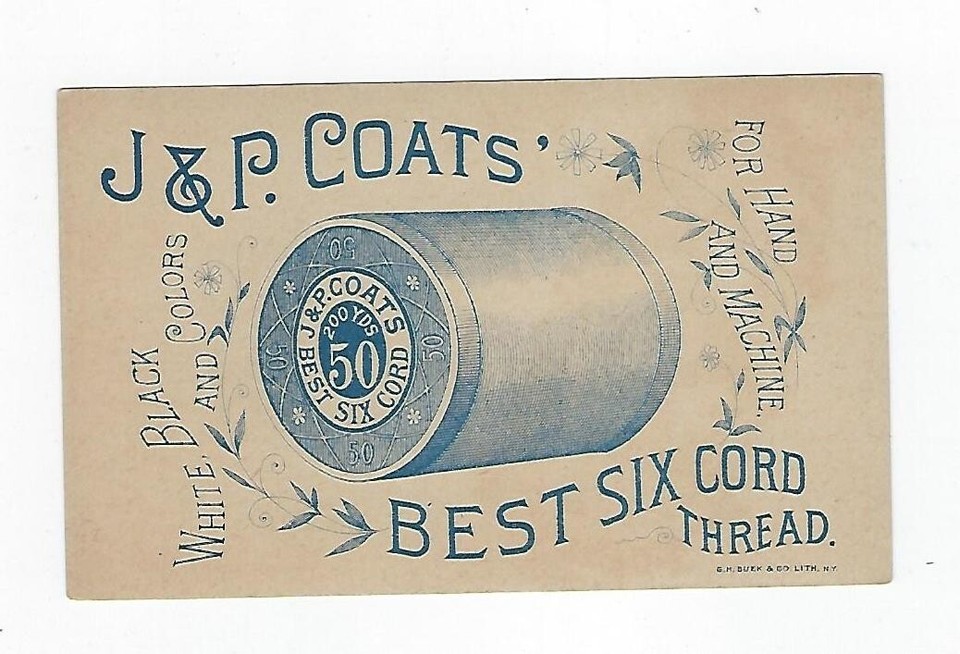 c1890 Victorian Trade Card j&P Coats Thread, Baby Playing on Spool ...