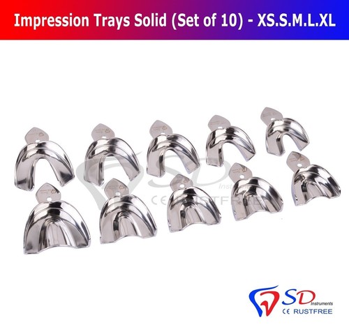 Complete Set Rim Lock Metallic Impression trays Dental Surgical ...