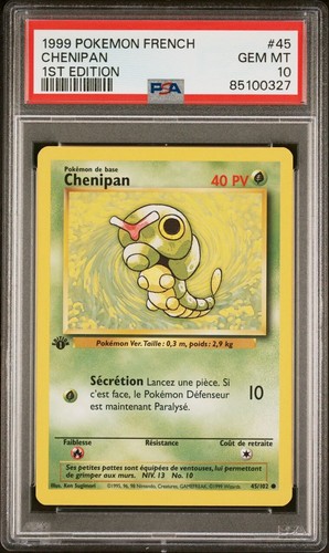 1999 Pokemon FRENCH 1st Edition Base Set Chenipan-Caterpie 45/102 PSA ...