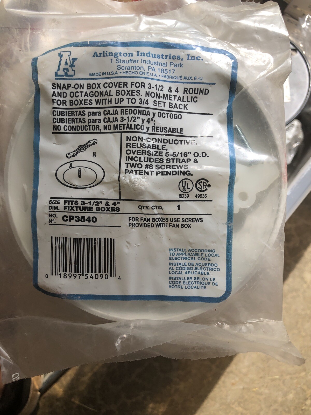 ARLINGTON CP3540 Snap-on Box cover for 3-1/2 & 4 ROUND &OCTAGONAL | eBay