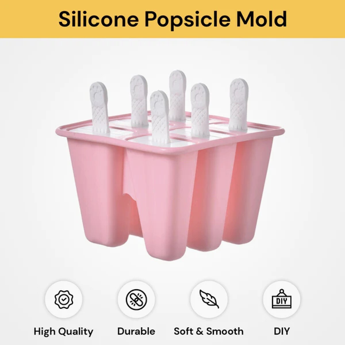Silicone Ice Cream Mould Block 6 Cavity Frozen Molds Icy Pole Jelly ...