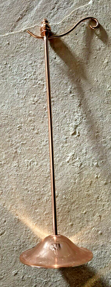 Vtg ornament stand display hanging hook free standing 16” copperish ...