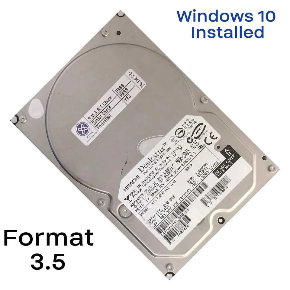 HDD 3.5" 2TB SATA II Internal Hard Drive With Windows 10 Pro Legacy ...