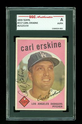 Carl Erskine Autographed 1959 Topps Card #217 LA Dodgers SGC Slabbed | eBay