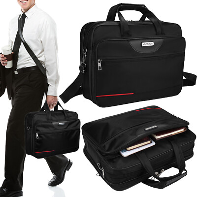 Mens Shoulder Bag Padded Waterproof Large Laptop Briefcase Business ...