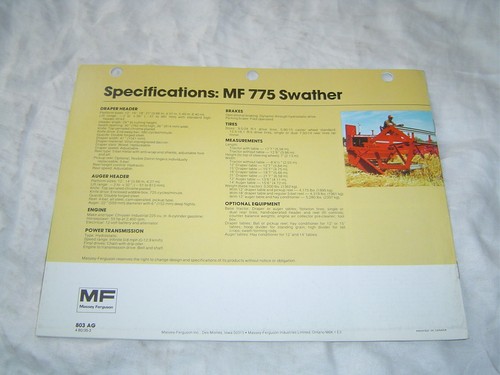 Massey Ferguson MF 775 swather brochure | eBay