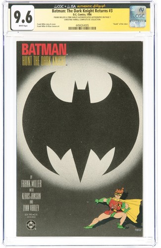 Dark Knight Returns #3 CGC 9.6 JSA Authentic Autograph Frank Miller ...