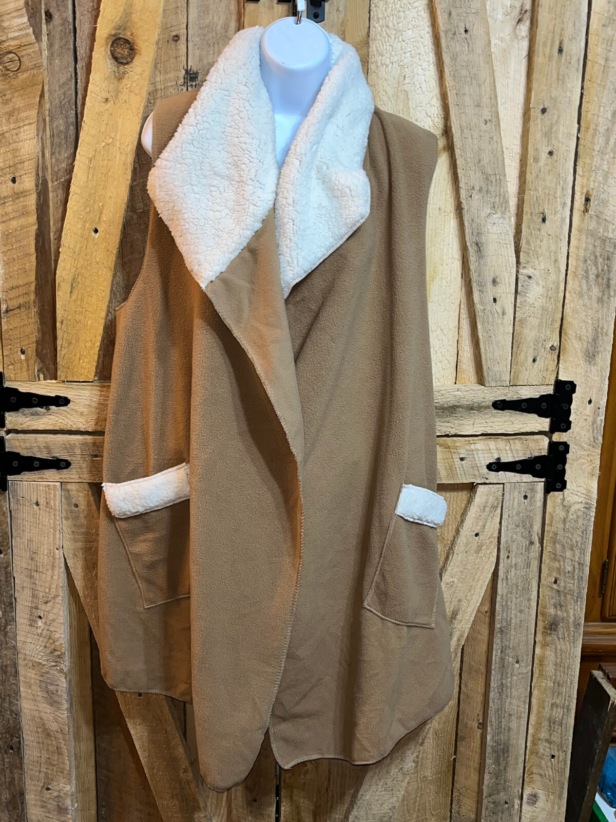 Le Moda Fleece Collar - Open Front Arm Holes Coccoon Wrap Cardigan One ...