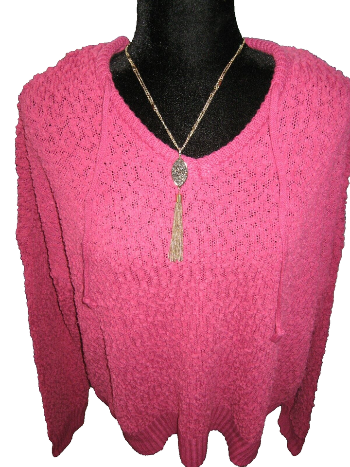 Maurices~New With Tags~Solid Pink Hooded Pullover Sweater~Size Small | eBay
