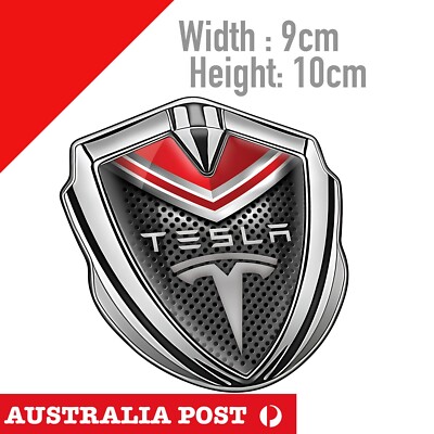 TESLA Logo Badge , TESLA EV LOGO Red Crest Sticker | eBay Australia