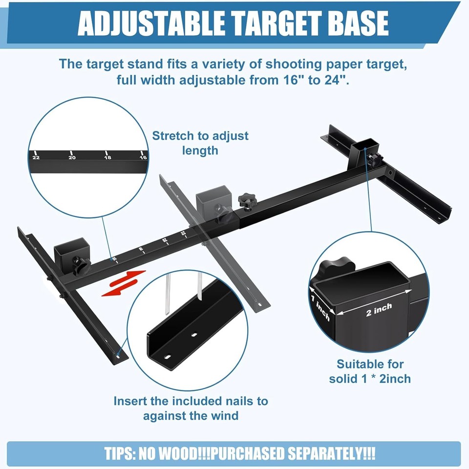 2Pack Metal Shooting Target Stand Base,Adjustable Paper Target Holder ...