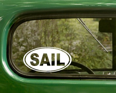 2 SAIL DECALs Sailing Oval Sticker For Car Laptop Truck Bumper Window ...