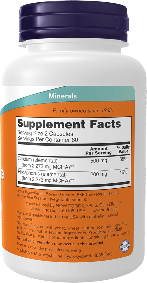 NOW Supplements, Calcium Hydroxyapatite Caps, Supports Bone Health ...