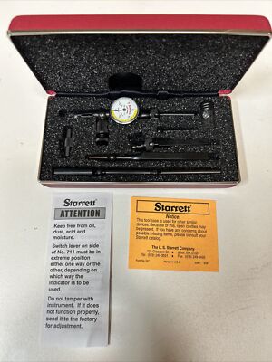 STARRETT NO. 711 DIAL TEST INDICATOR LAST WORD SET W/CASE COMPLETE ...