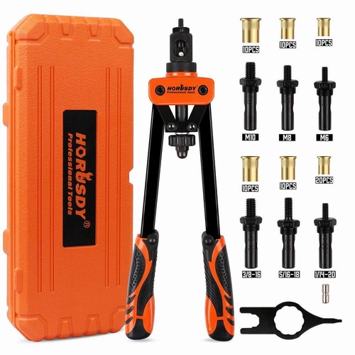 14" Professional Hand Rivnut Nut Thread Riveter Gun Repair Tool Kit 7 ...