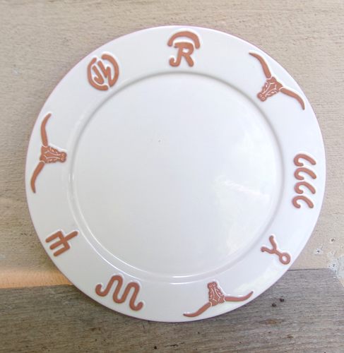 Frankoma Pottery Ranch Dinner Plate Cattle Brands 10.5" Never Used | eBay