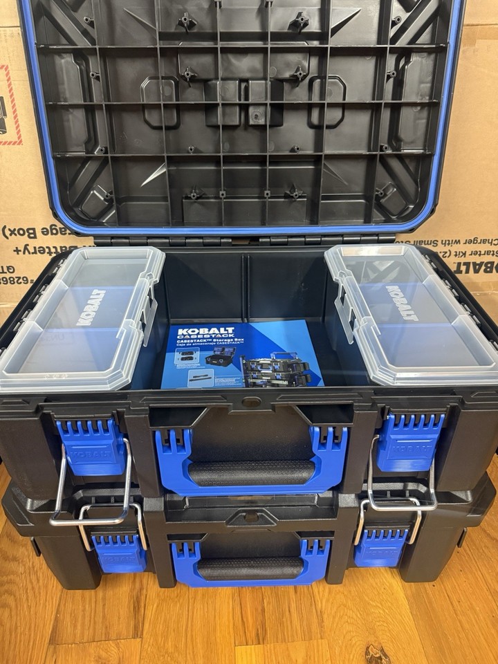 New Kobalt Set of 2 CASESTACK Plastic Tool Box 21x14x7 | eBay