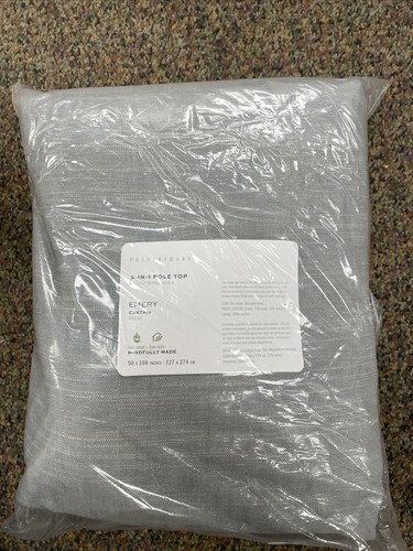 Pottery Barn Emery Linen/Cotton Rod Pocket Curtain Drapes 50x108 Blue ...