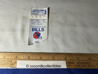 Oct 4 1987 Buffalo Bills vs Indianapolis Colts Game Ticket Stub NFL ...