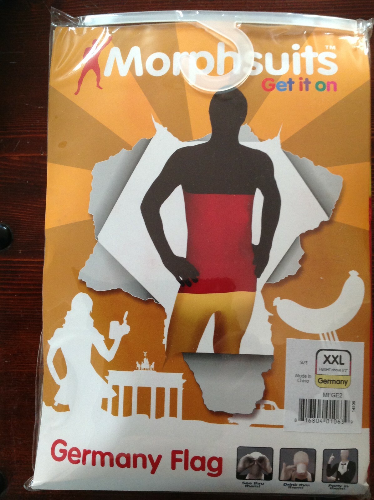 Germany Original Flag Morphsuit Fancy Dress Costume - size XXL FUN TIME ...