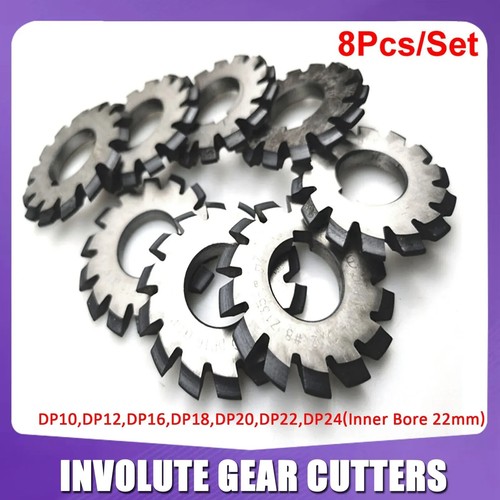 8 Pcs/Set 14.5° Involute Gear Cutter DP8 DP10 DP16 DP20 DP22 PA14-1/2 ...