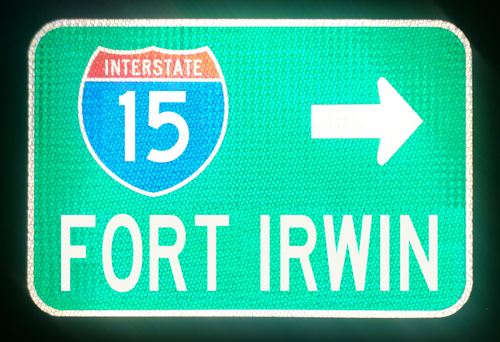 Fort Irwin Army Base Interstate 15 route road sign - California ...