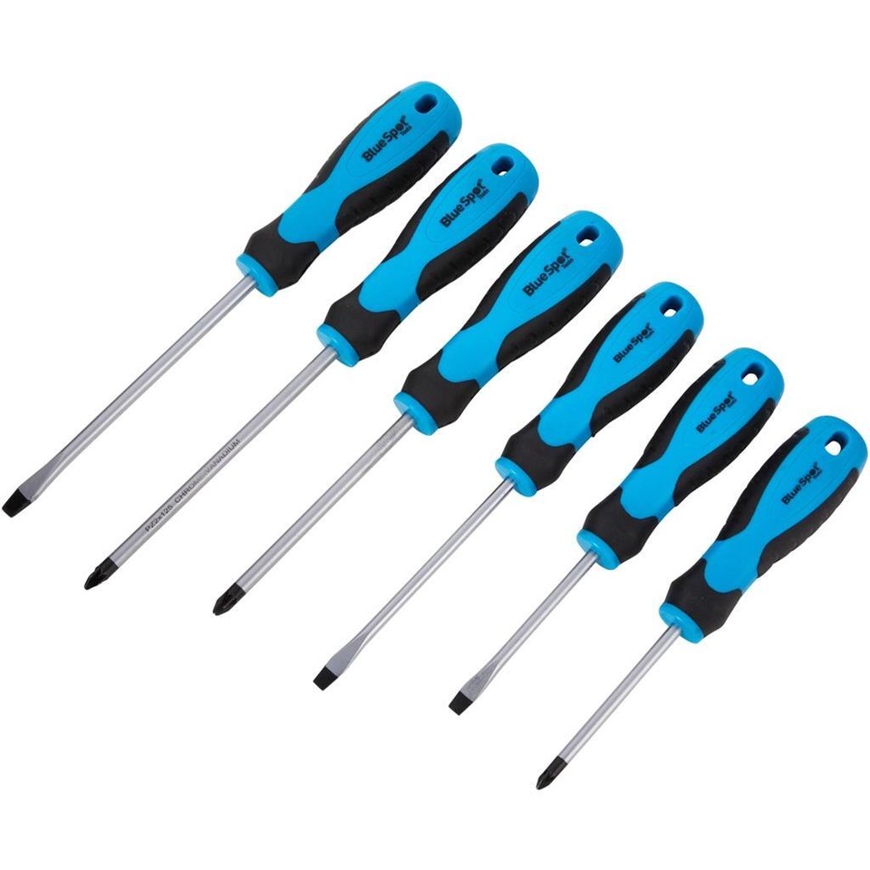 Bluespot 6pc Ergonomic Soft Grip Magnetic Precision Pozi Slotted ...