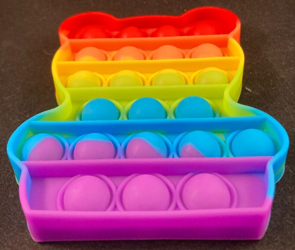 Teddy Bear - Push Pop - Rainbow - Fidget Toy - Approx. 4 3/4" x 3 3/4 ...