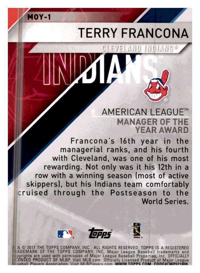 2017 Topps MLB Awards Terry Francona MOY-1 | eBay